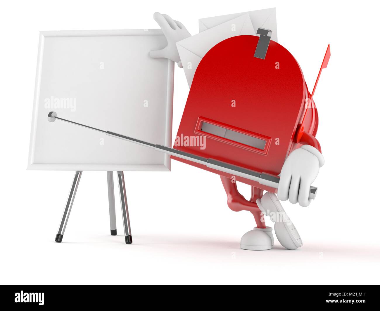 Mailbox character with blank whiteboard isolated on white background ...