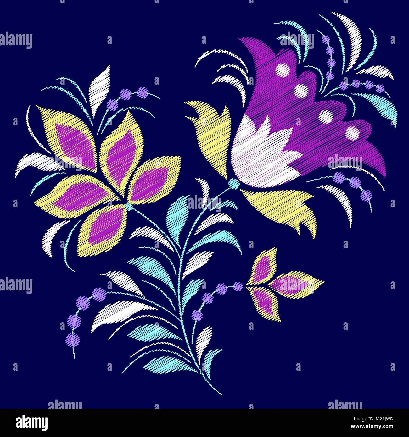 Embroidered abstract flower Stock Vector Image & Art - Alamy