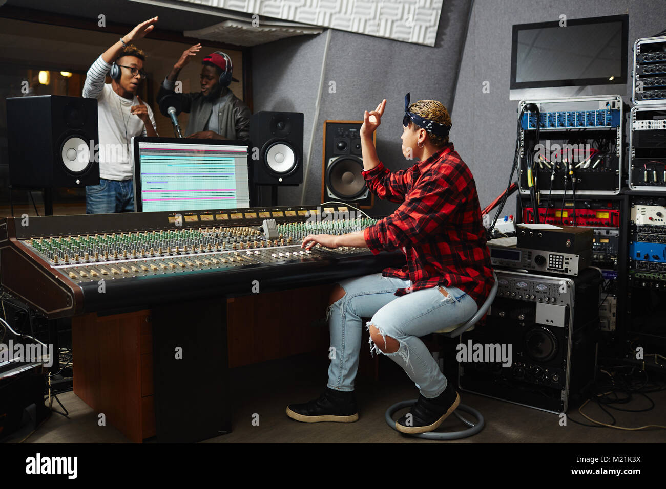 Woman recording studio singing hi-res stock photography and images - Alamy