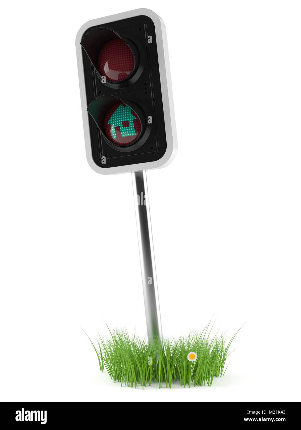 House with traffic light isolated on white background Stock Photo - Alamy