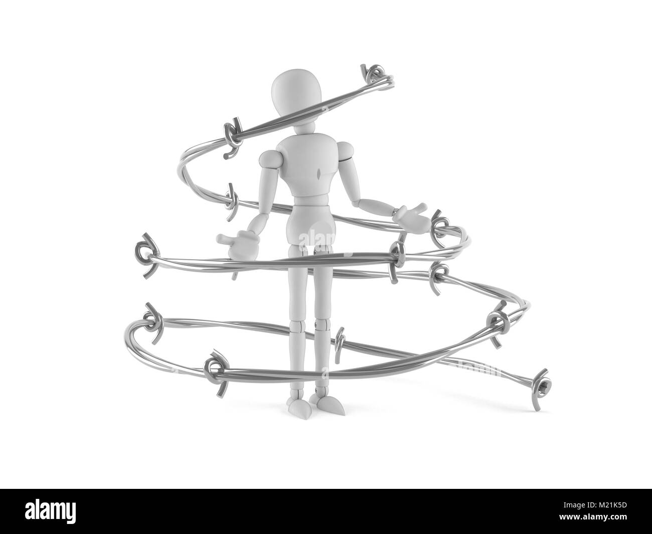 White dummy with barbed wire isolated on white background Stock Photo ...