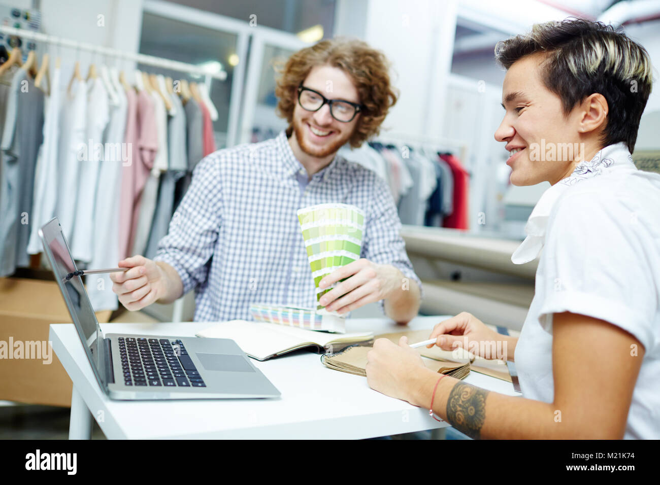 Group designers working color palette hi-res stock photography and ...