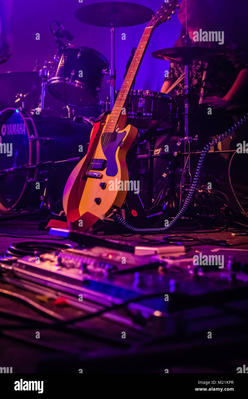 Rock Band Instruments On Stage