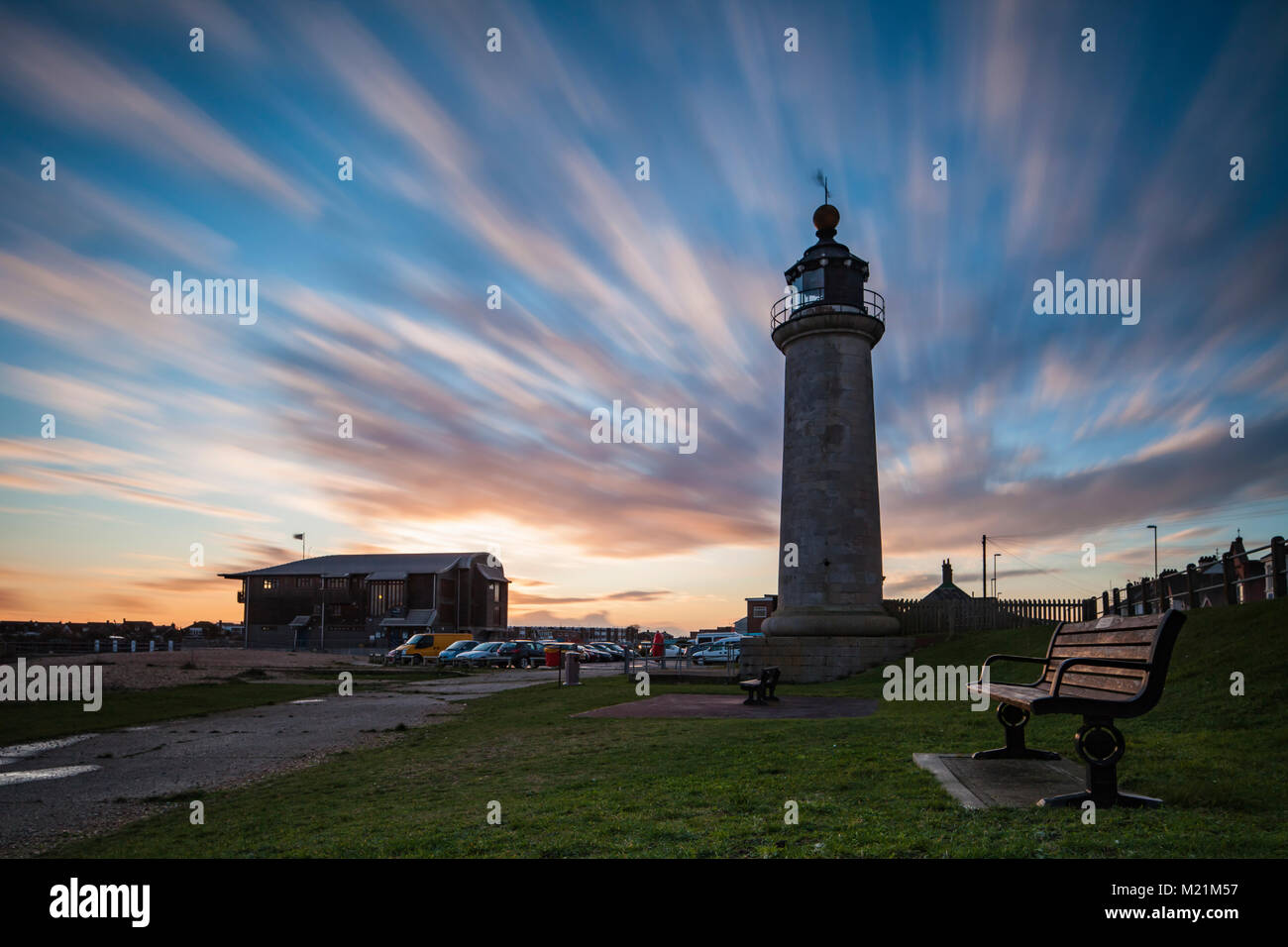 Sunset at Kingston Lighthouse in Shoreham-by-Sea, West Sussex, England ...