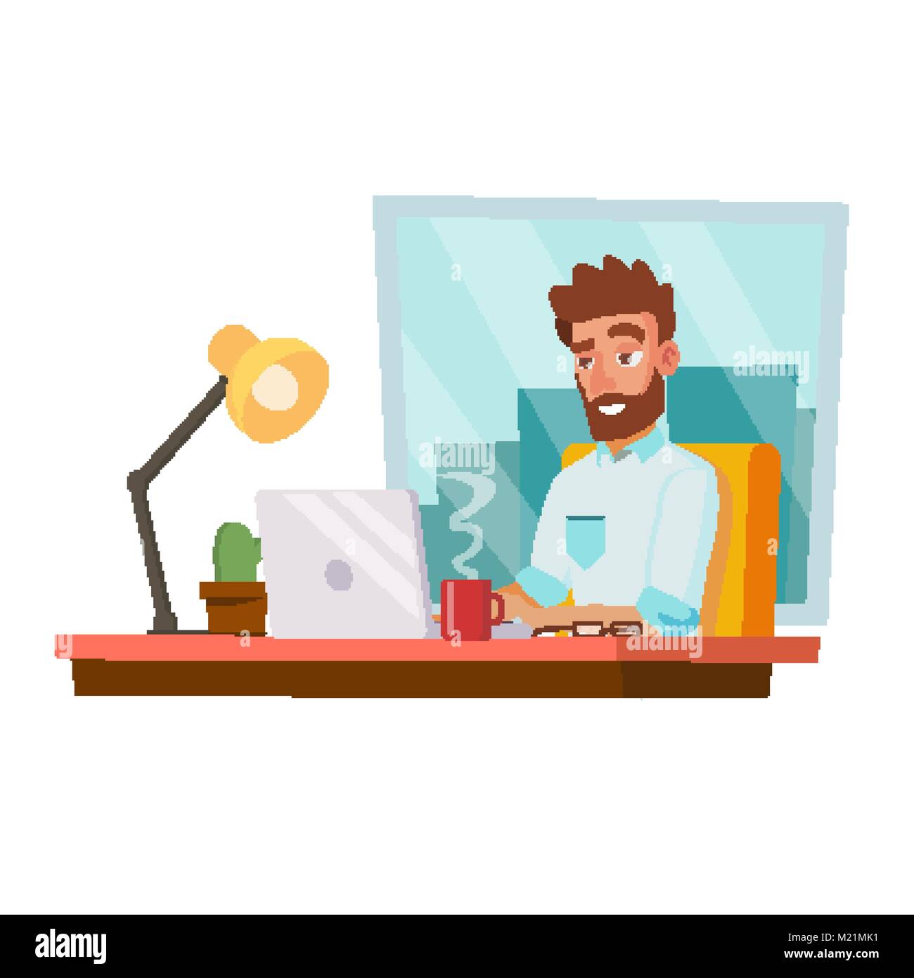 Programmer Man Vector. Development Working. Man Freelance Job Concept ...