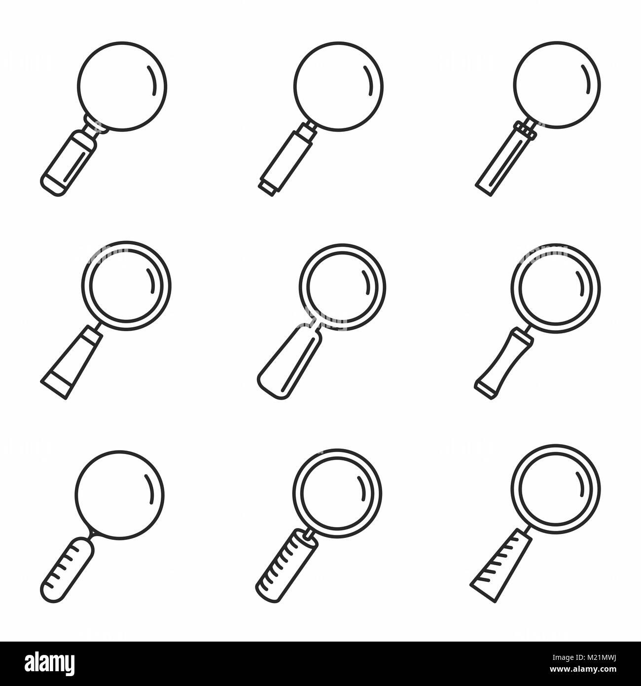 Magnifying glass line icons set, vector eps10 illustration Stock Photo ...