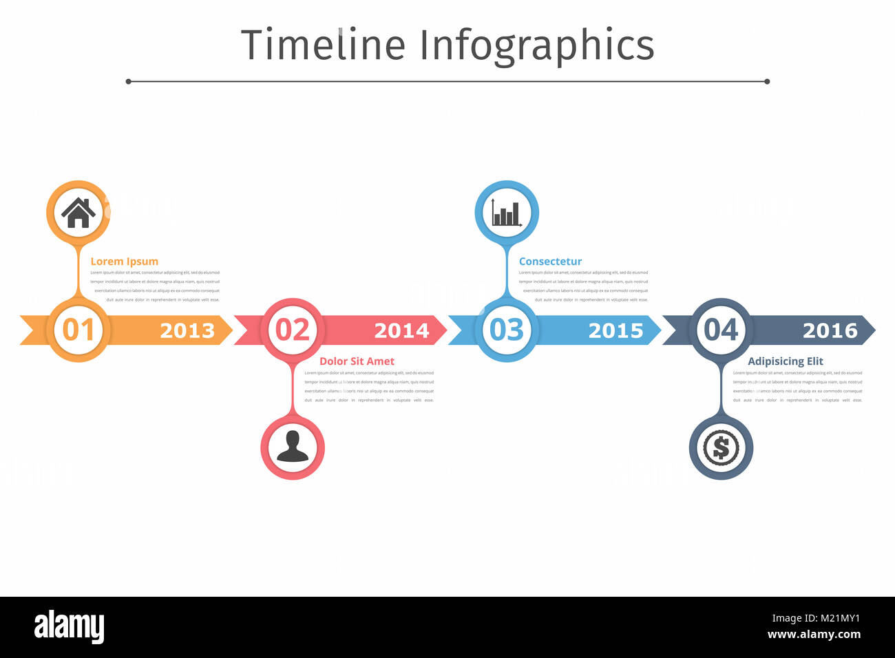 Timeline Infographics Template With Arrows Flowchart Workflow Or 