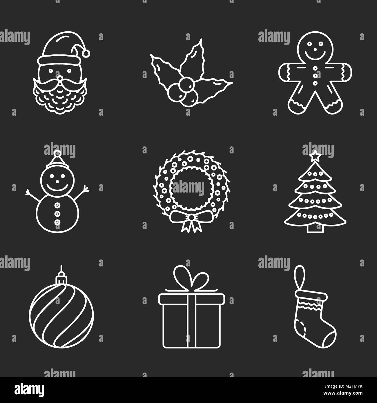 Set of 9 Basic Christmas line icons, vector eps10 illustration Stock ...