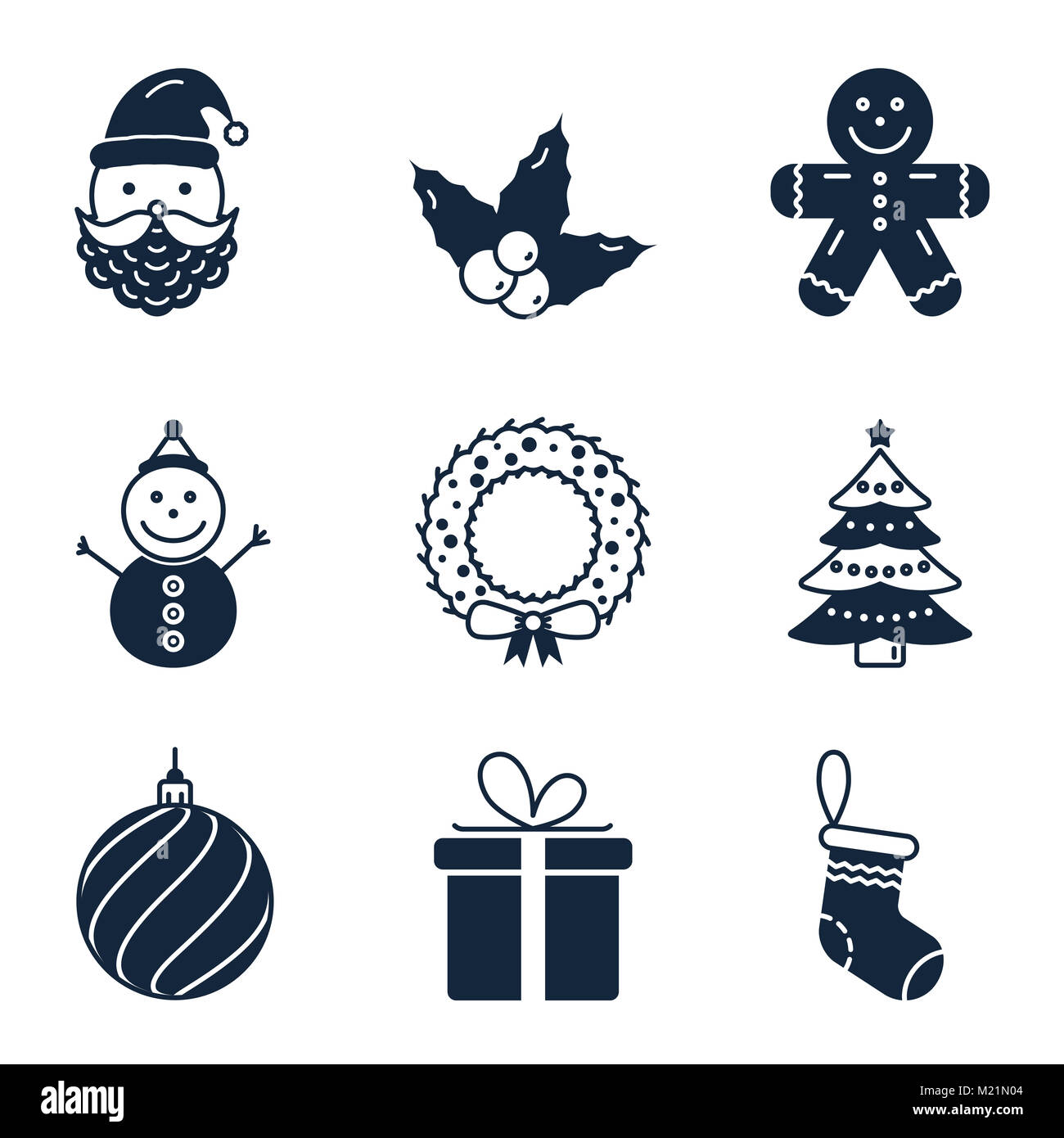 Set of basic Christmas icons, vector eps10 illustration Stock Photo - Alamy