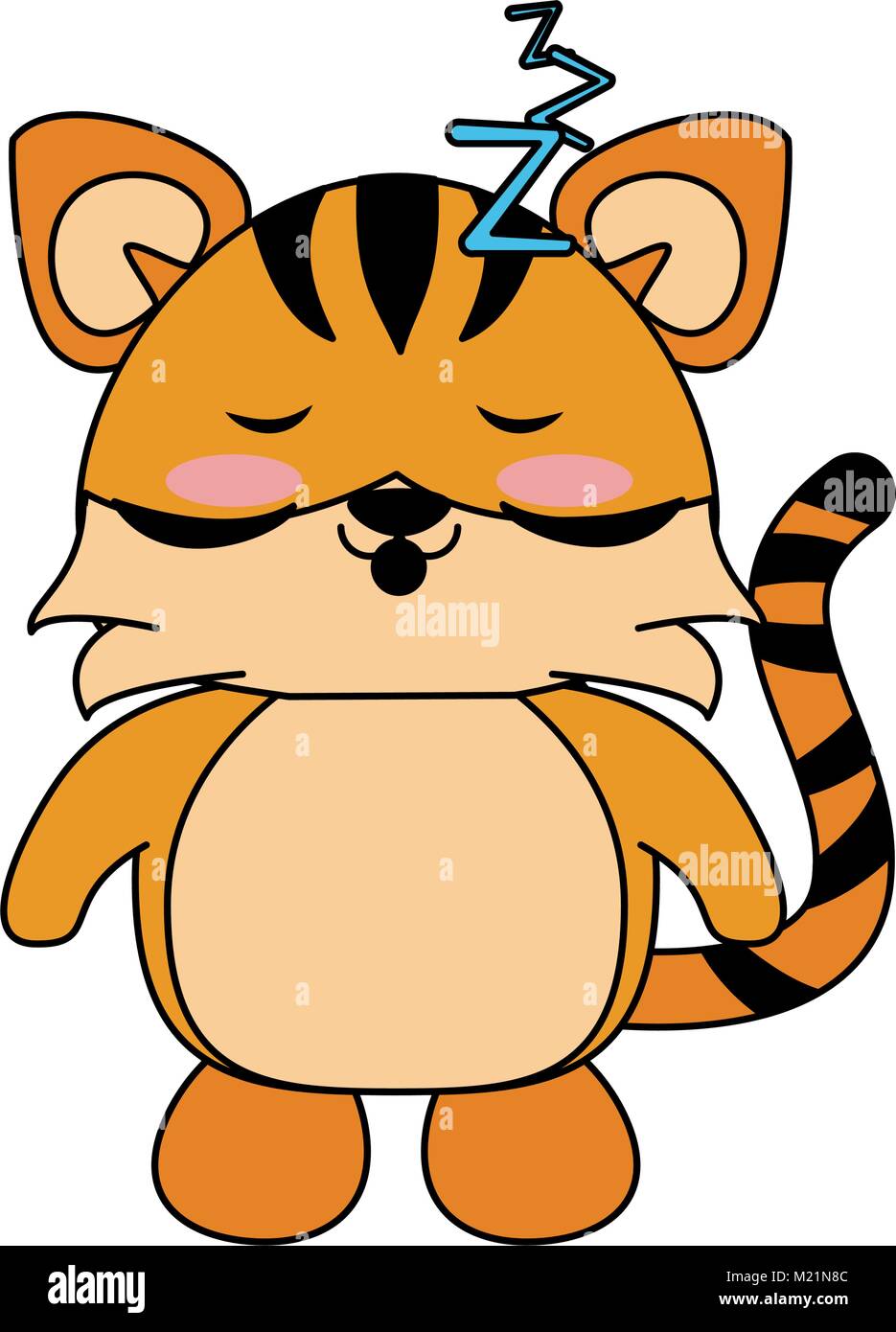 Cute tiger sleeping cartoon Stock Vector Image & Art - Alamy