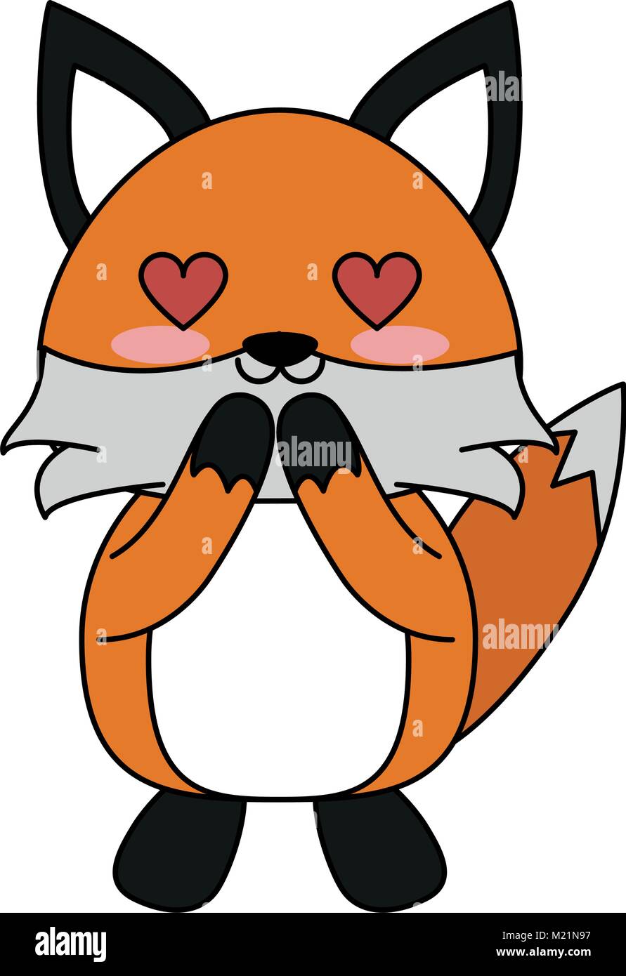 Cute fox in love cartoon Stock Vector Image & Art - Alamy