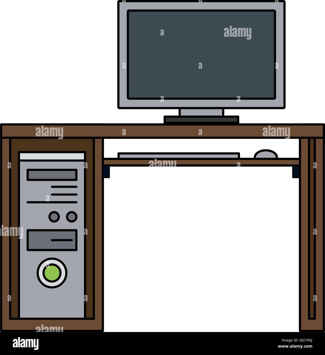 computer on desk Stock Vector Image & Art - Alamy