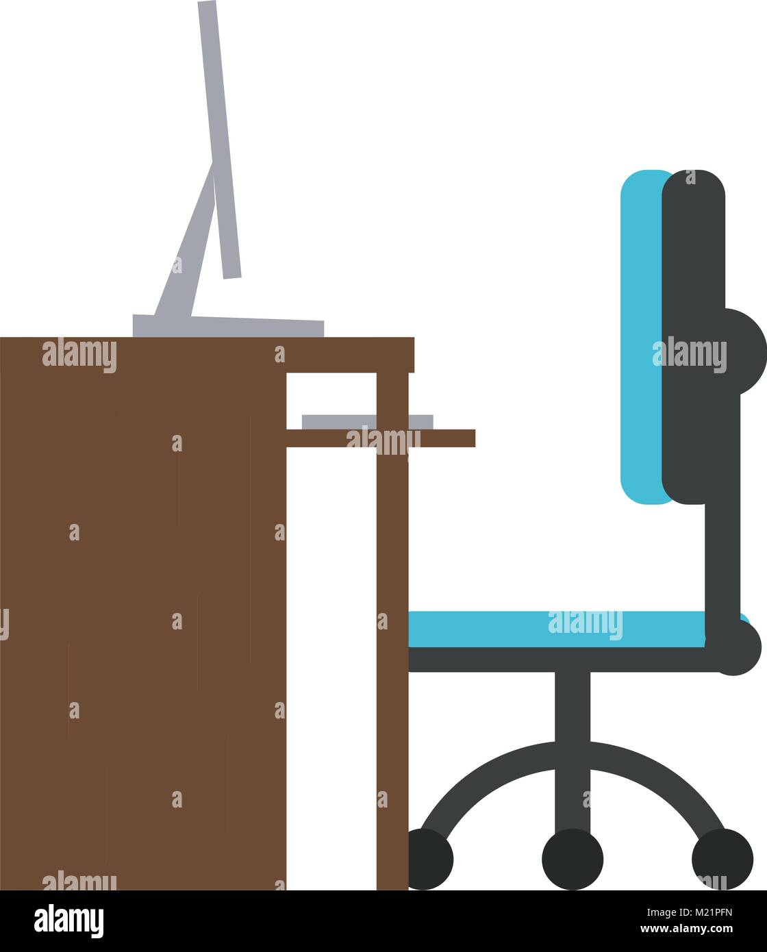 Office desk with computer Stock Vector Image & Art - Alamy