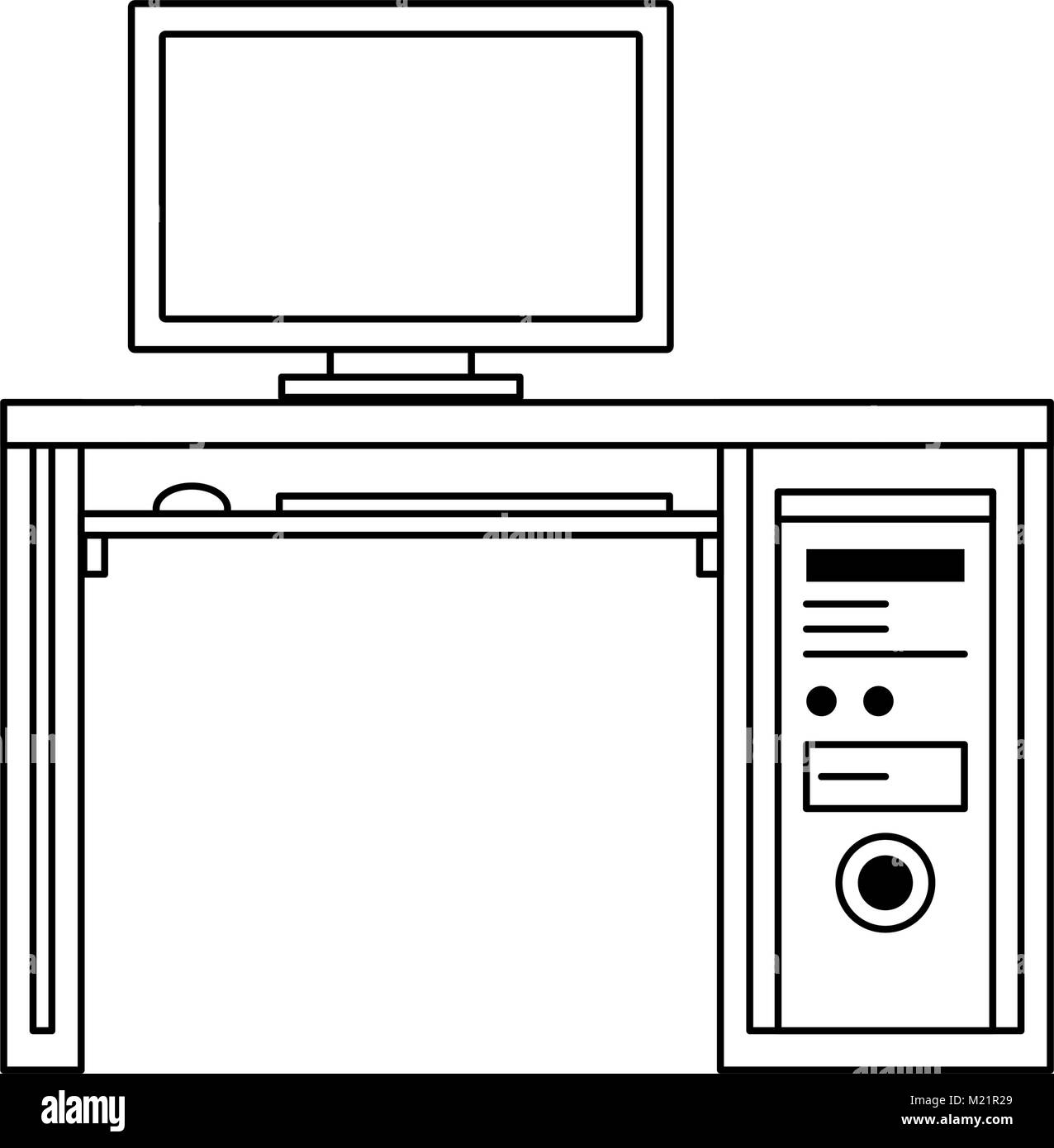 computer on desk Stock Vector Image & Art - Alamy