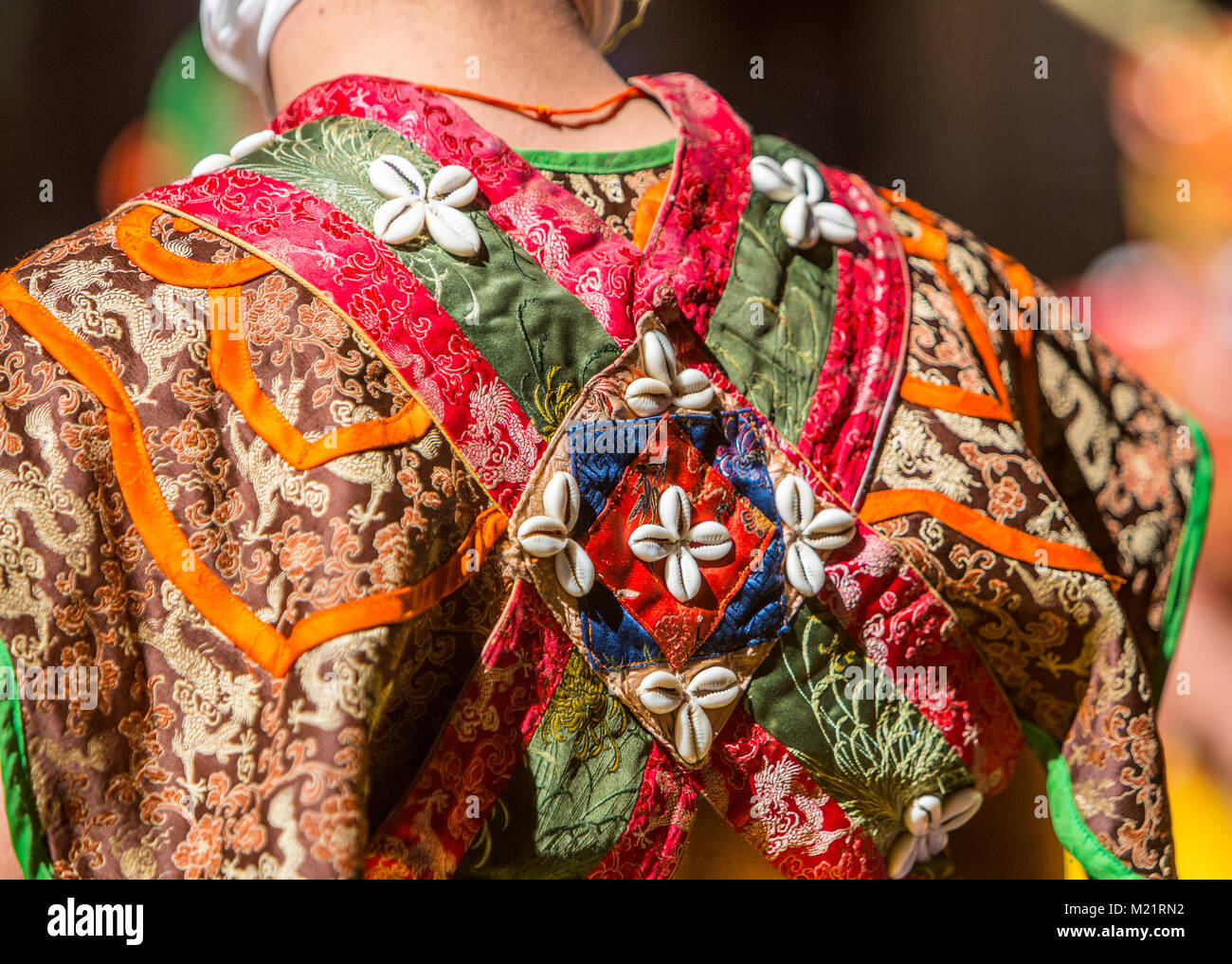 Prakhar Lhakhang, Bumthang, Bhutan. Cowrie Shells Decorate the Costume ...