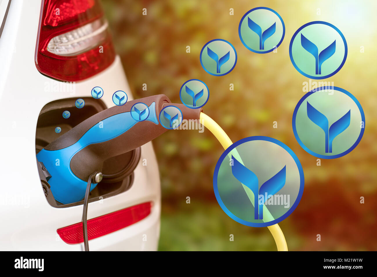 Eco friendly clean energy concept by EV or electric car or vehicle ...