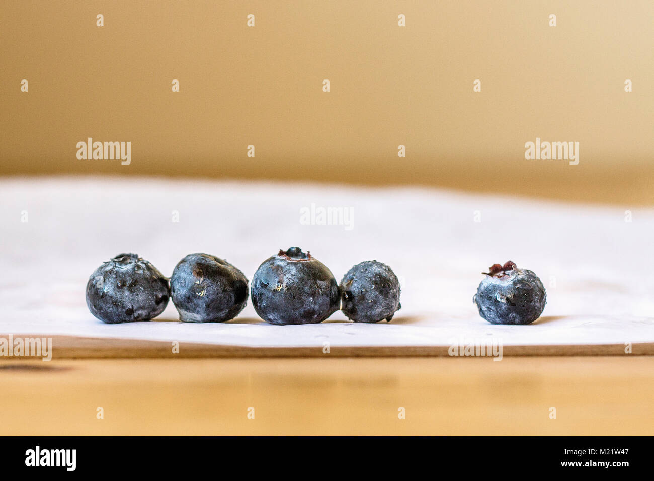 Blueberries in a row on a table Stock Photo - Alamy