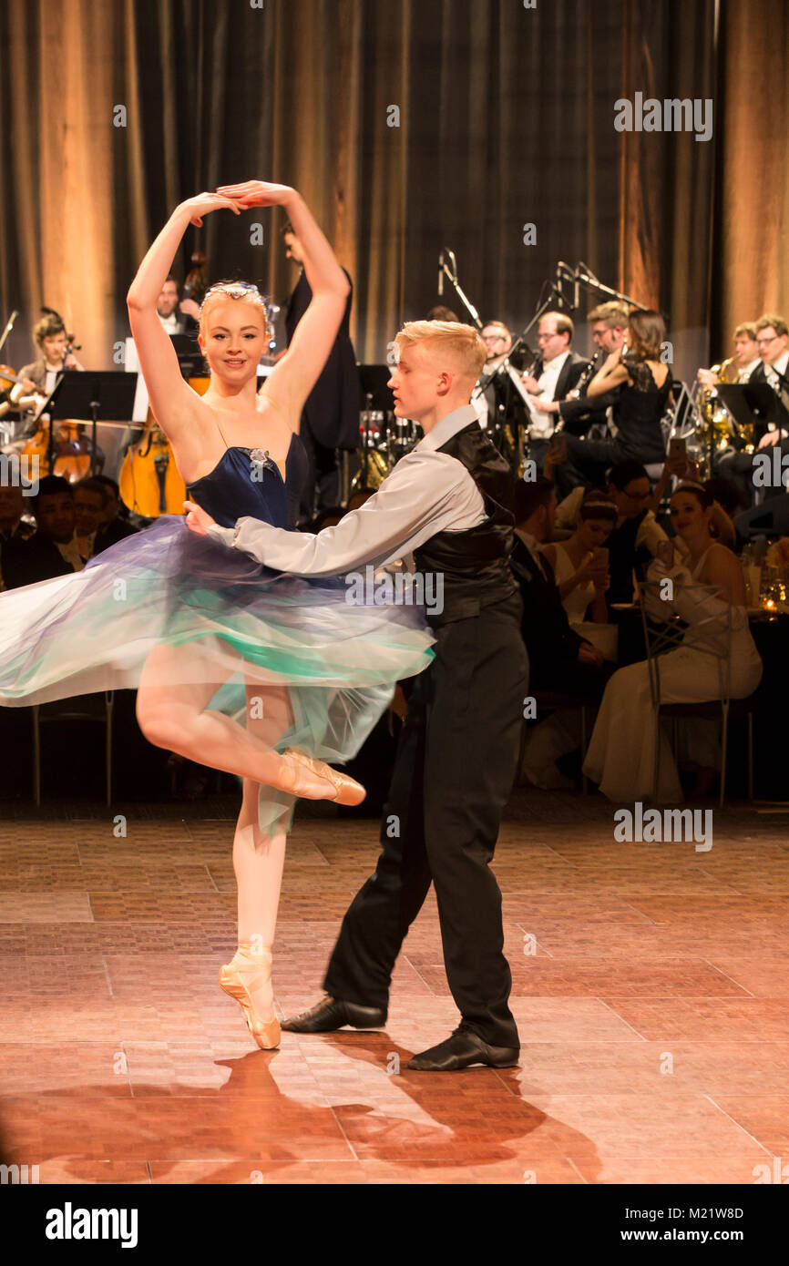New York, NY - February 2, 2018: Austrian ballet dancers Hannah Kickert ...