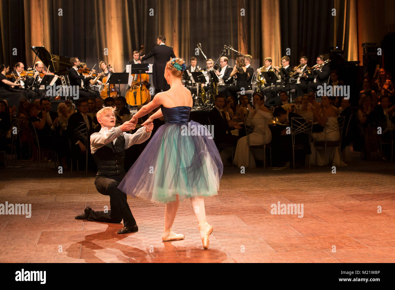 New York, NY - February 2, 2018: Austrian ballet dancers Hannah Kickert ...