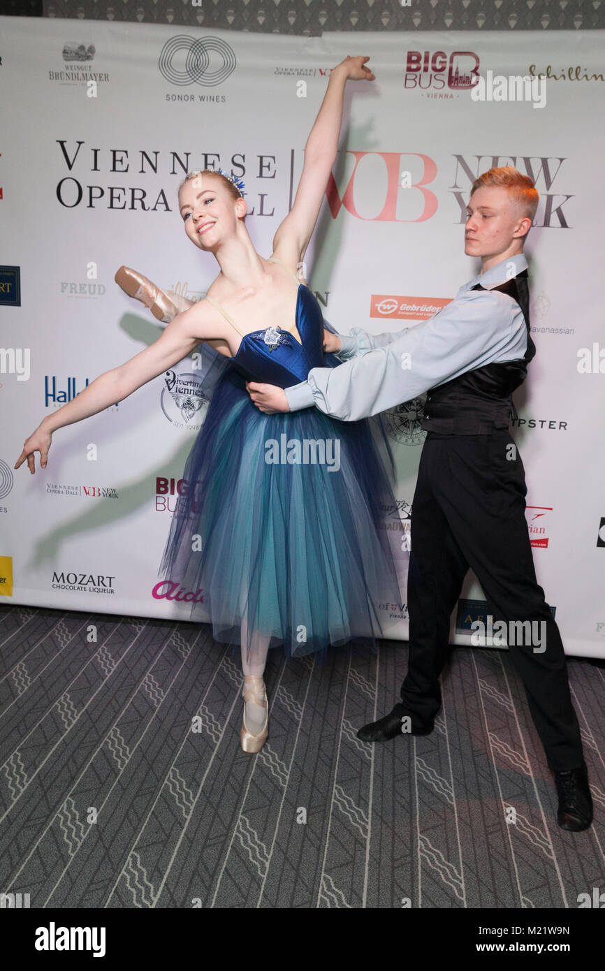 New York, NY - February 2, 2018: Austrian ballet dancers Hannah Kickert ...