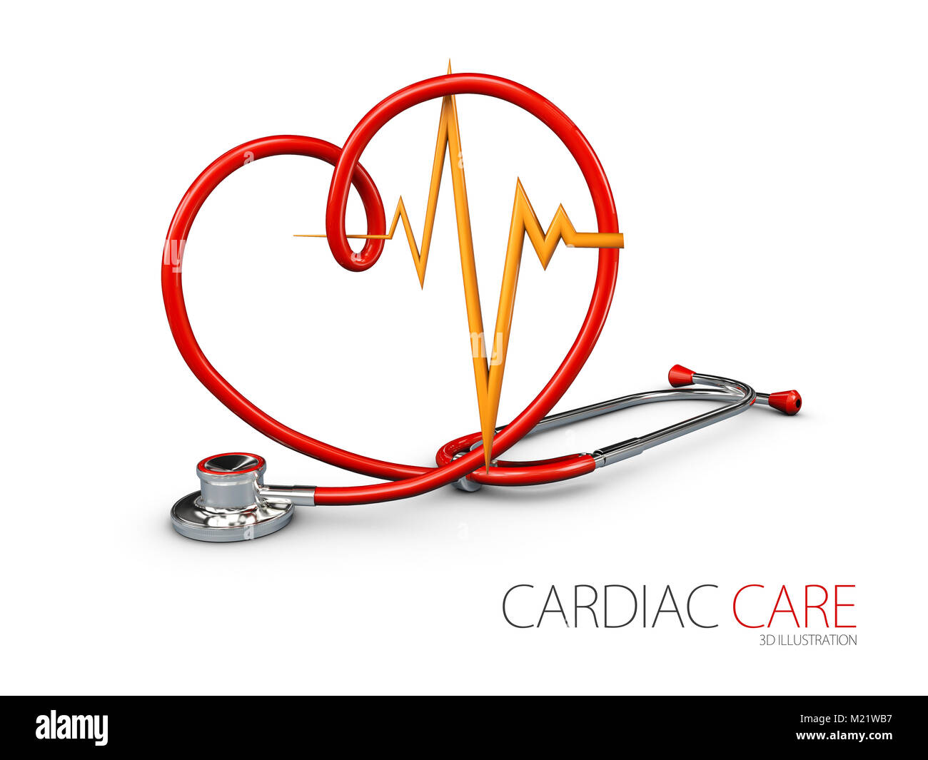 Stethoscope in shape of heart. 3d illustration. Stethoscope heartbeat ...