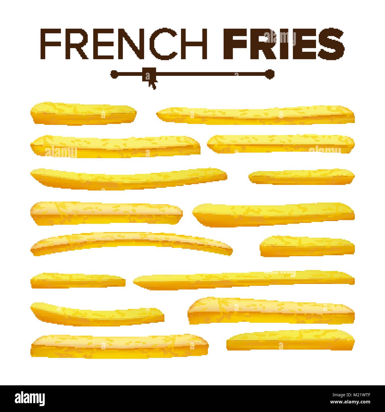 Realistic French Fries Set Vector. Classic American Fast Food Potato ...