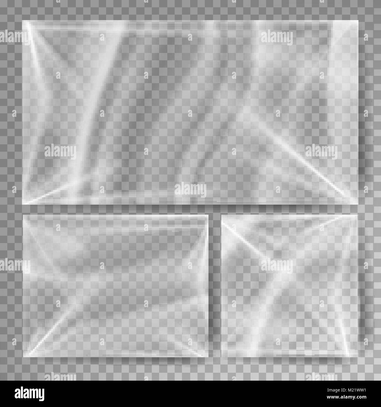 Transparent Polyethylene Vector. Stretched Glossy Plastic Warp Mock Up ...
