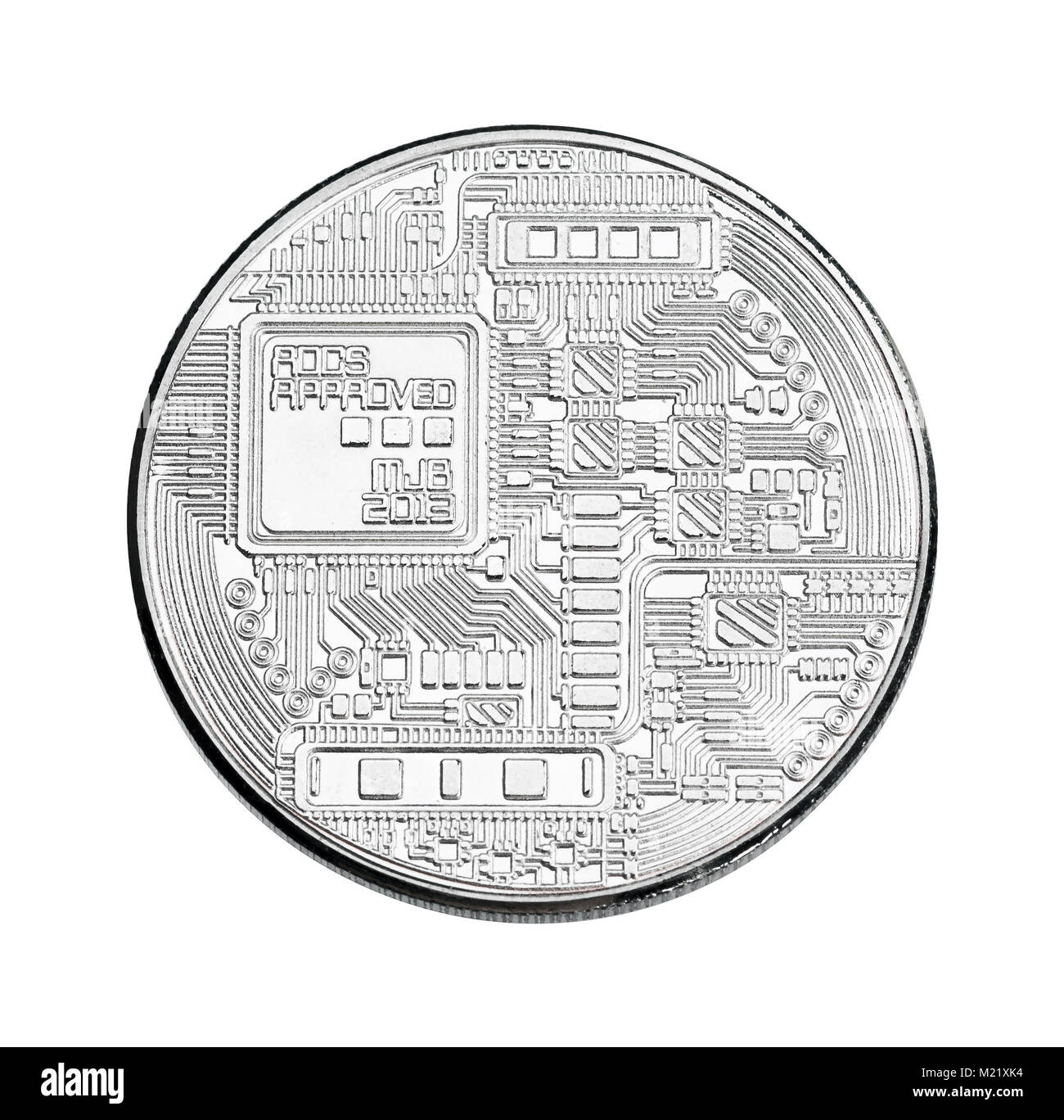 SIlver bitcoin titan coin on white background Stock Photo - Alamy