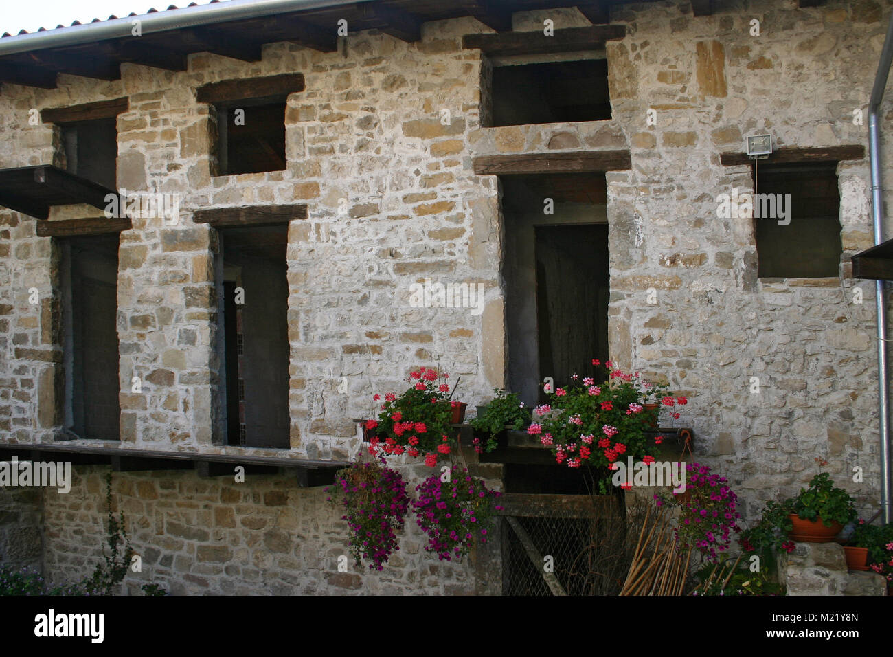 Traditional houses in the old Friulan village of Poffabro, Italy Stock ...