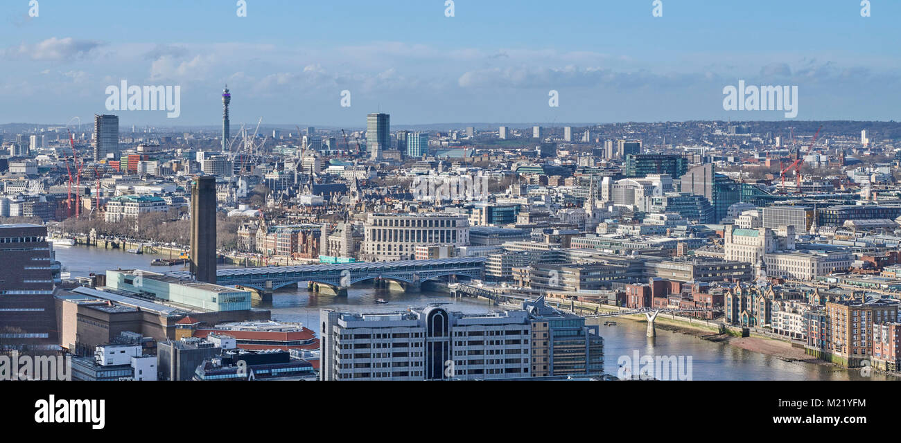 Looking up river from London Bridge to Blackfriars, City of London, UK ...