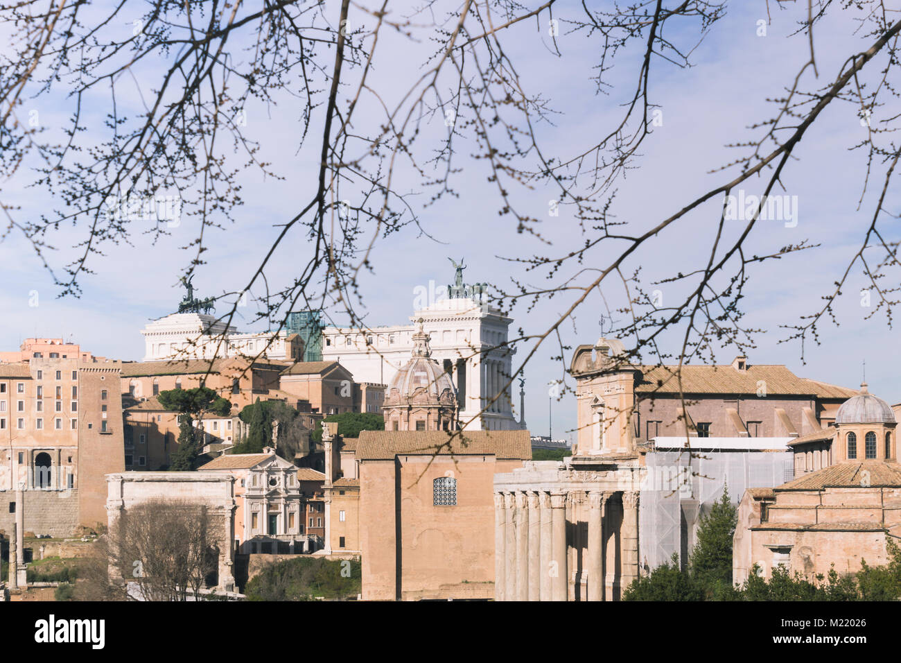 View of famous ruins in Rome with sticks framing the photo Stock Photo ...