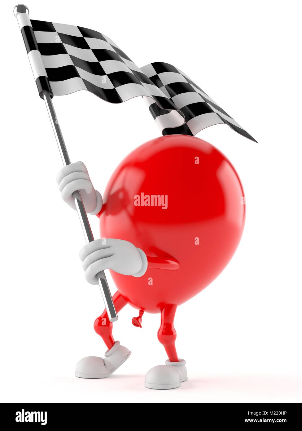 Balloon character with racing flag isolated on white background Stock ...