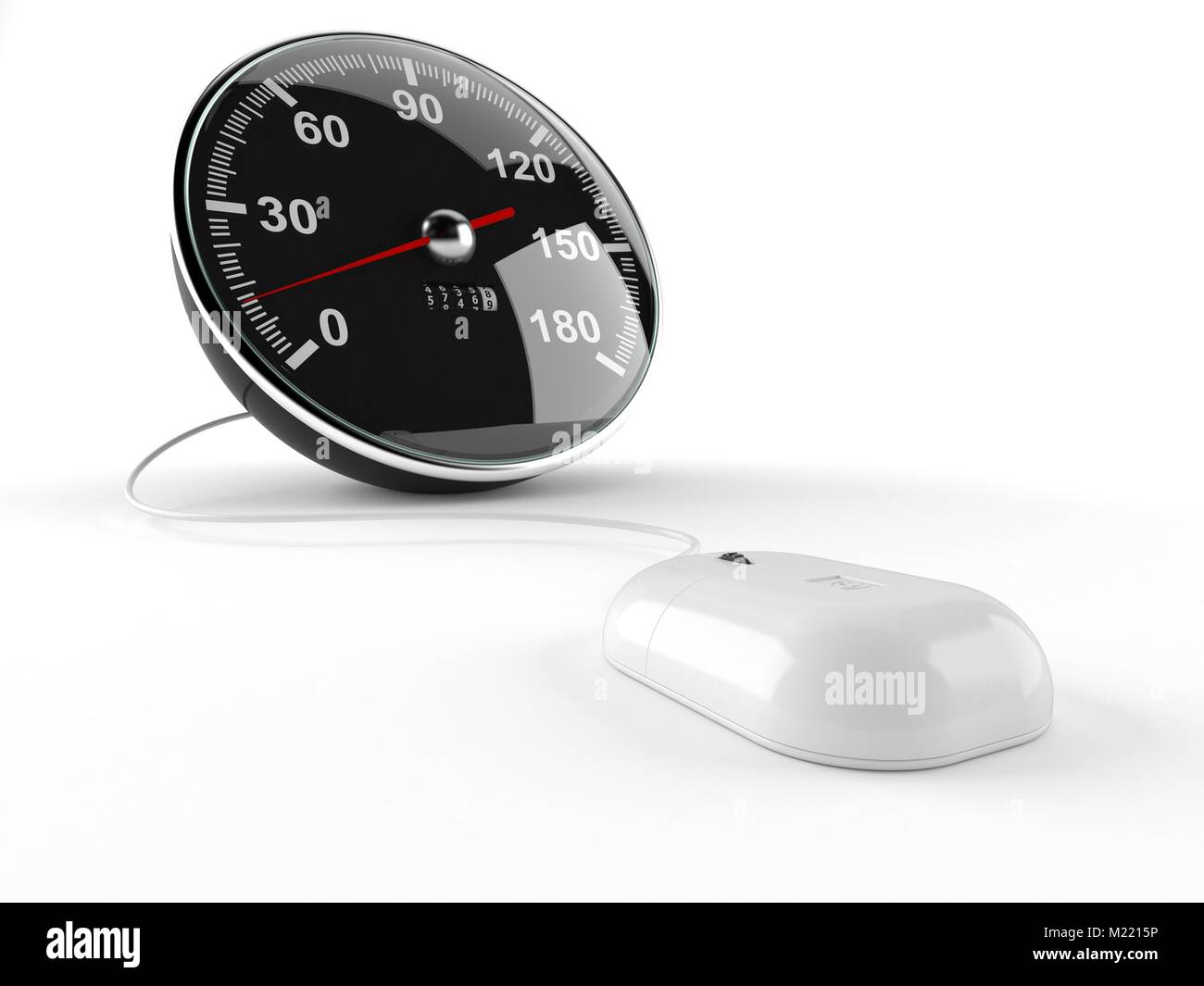 Network speed meter with computer mouse isolated on white background ...