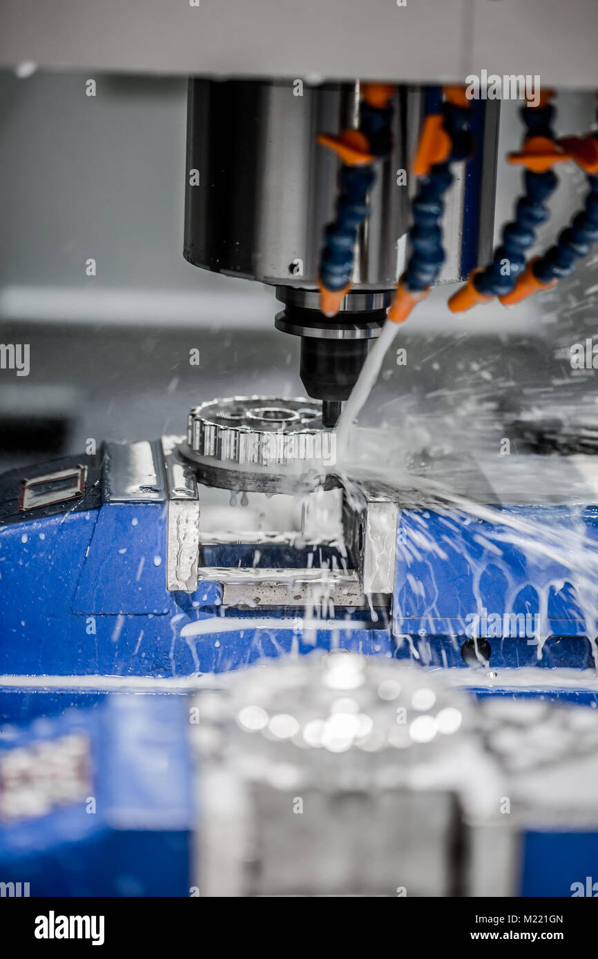 Metalworking CNC milling machine. Cutting metal modern processing ...