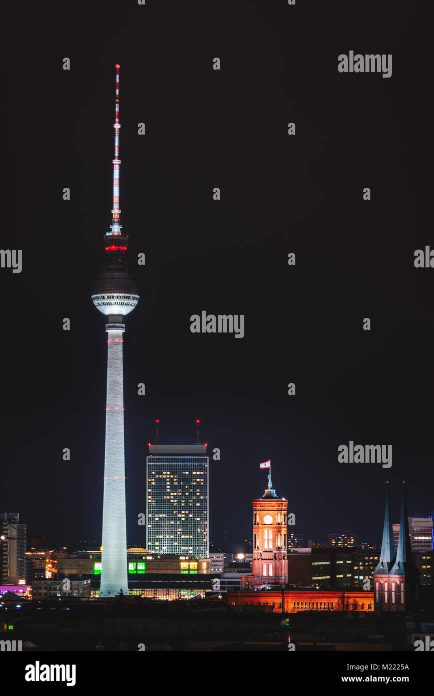 Aerial view of fernsehturm berlin and alexanderplatz hi-res stock ...