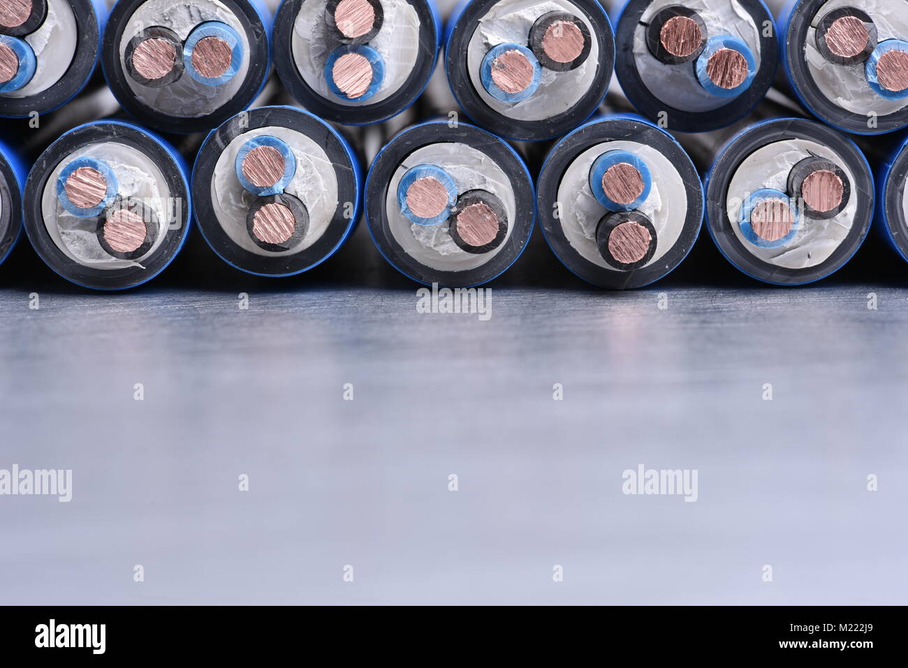 Electrical cable on metal board close-up Stock Photo - Alamy