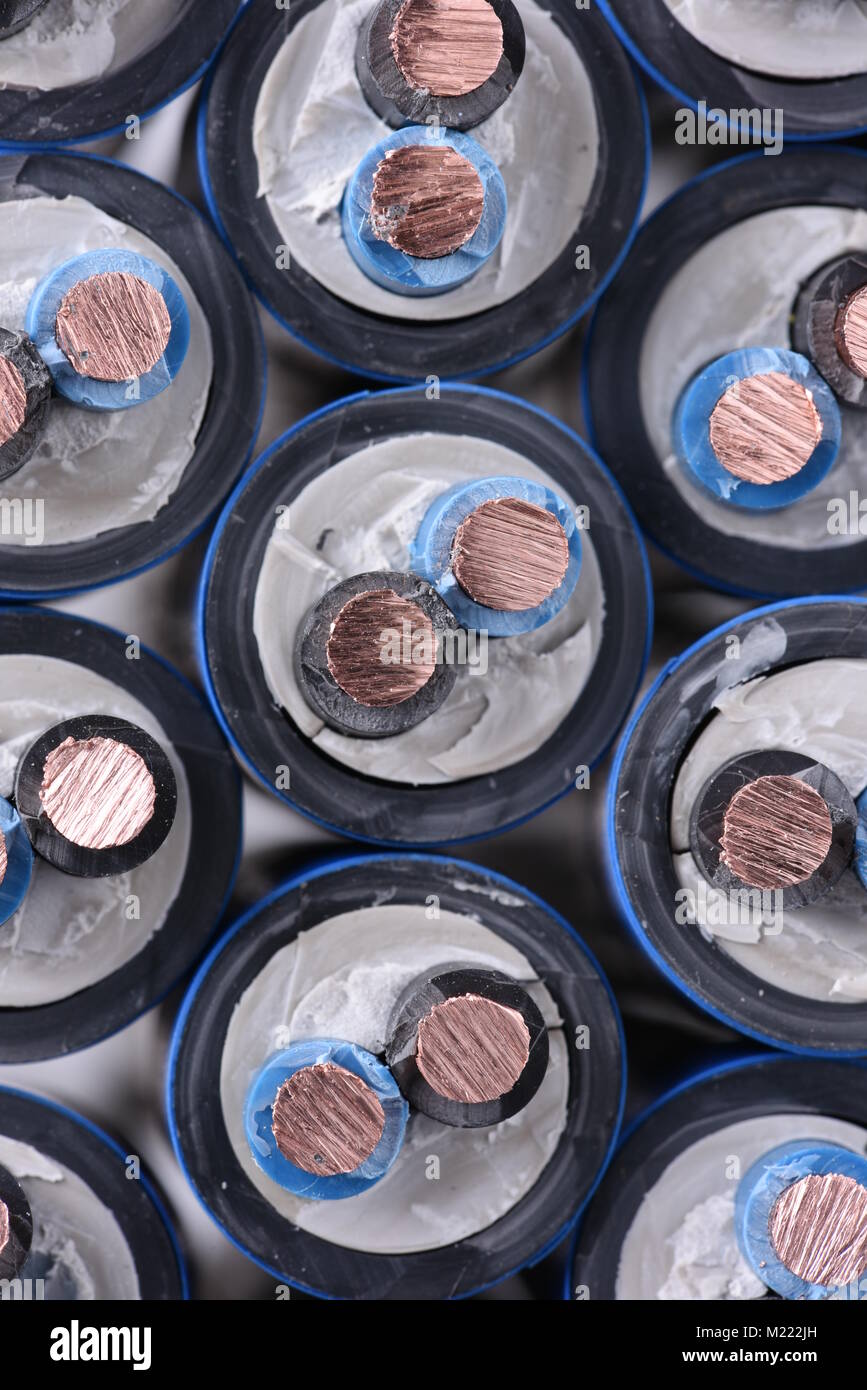 Copper electrical power cable close-up Stock Photo - Alamy