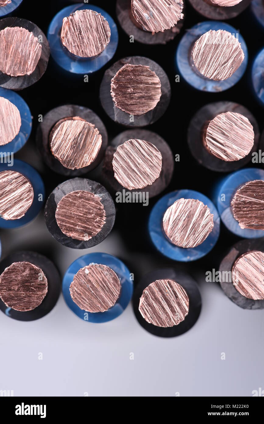 Copper electrical power cable close-up Stock Photo - Alamy