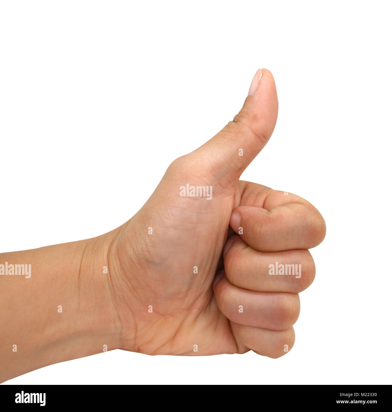 Thumb up. Closeup of hand on white with clipping path Stock Photo - Alamy