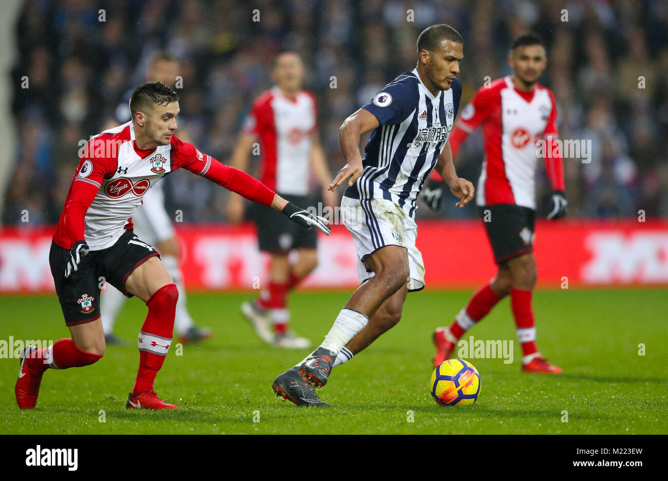 West Bromwich Albion's Salomon Rondon (centre) in action during the ...