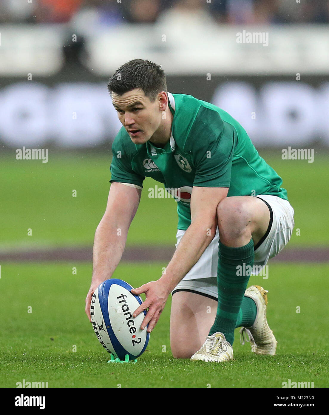 Irelands Johnny Sexton Sets Up A Penalty Kick During The Natwest 6