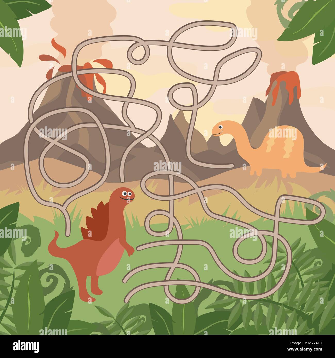 Educational Maze game. Help dinosaurs meet. Fun for preschool years ...