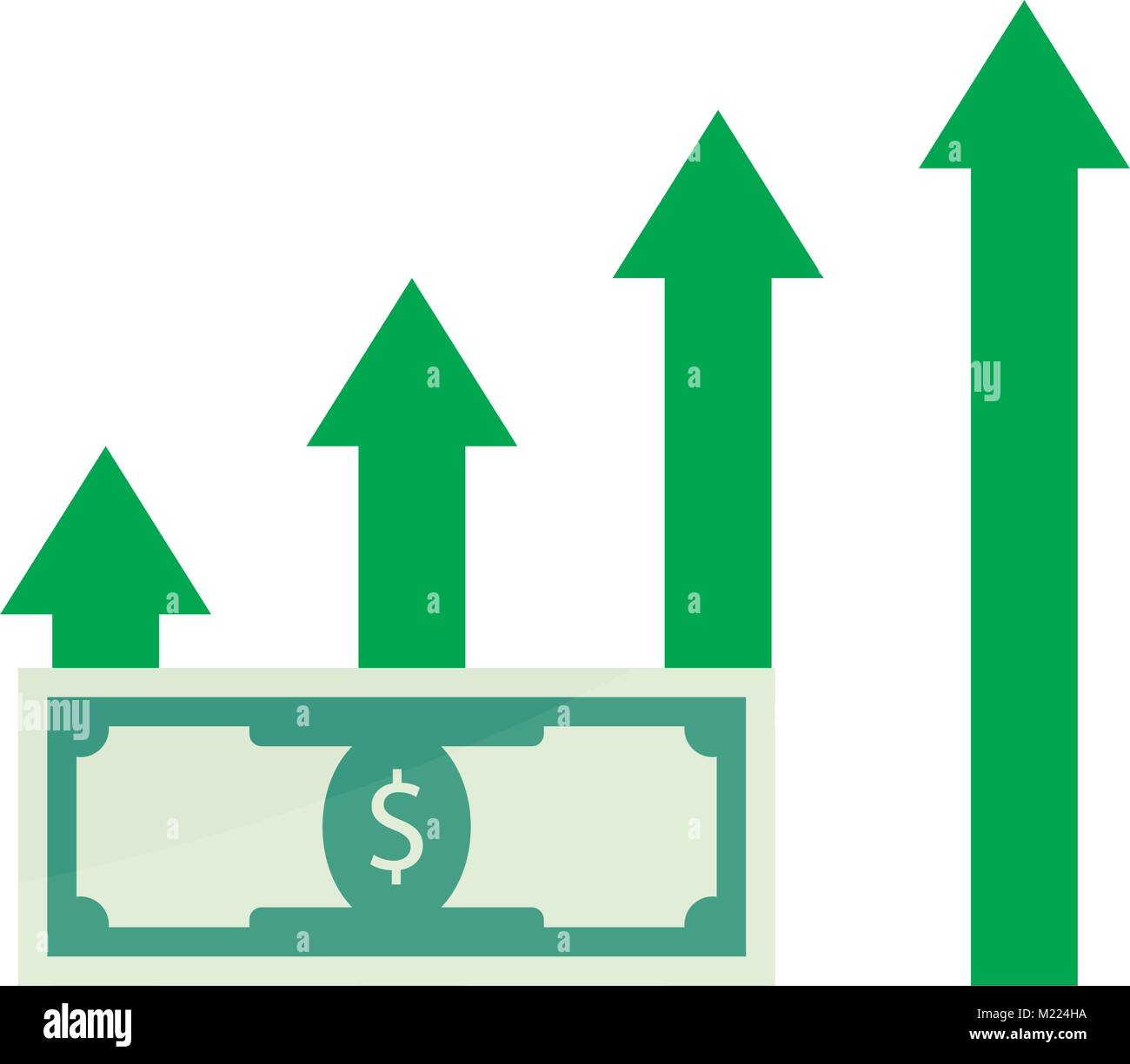 Growth salary money. Vector profit up arrow chart, currency cash growth illustration Stock ...