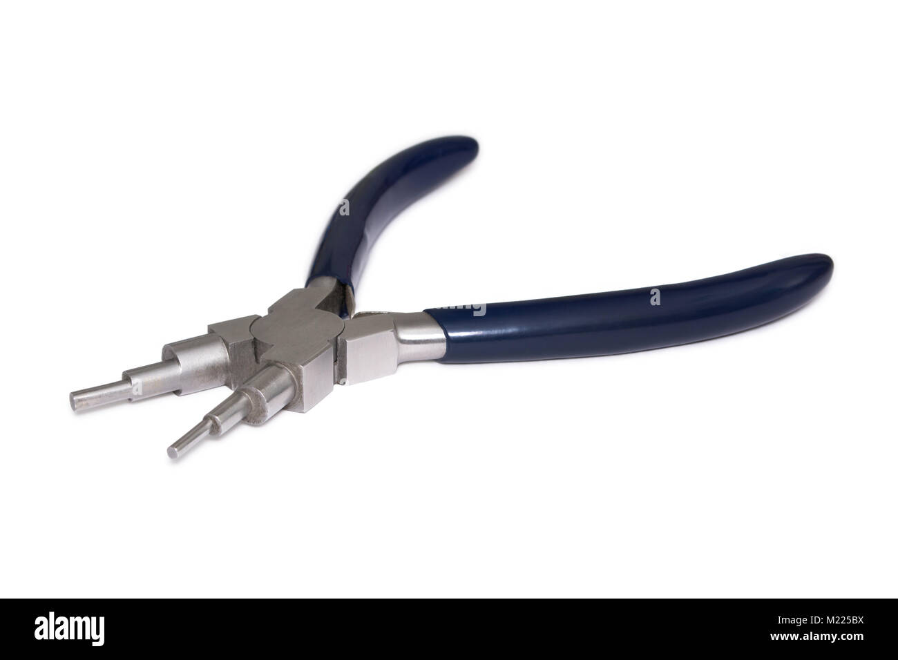 Round-nosed pliers with blue handles isolated on white background Stock ...