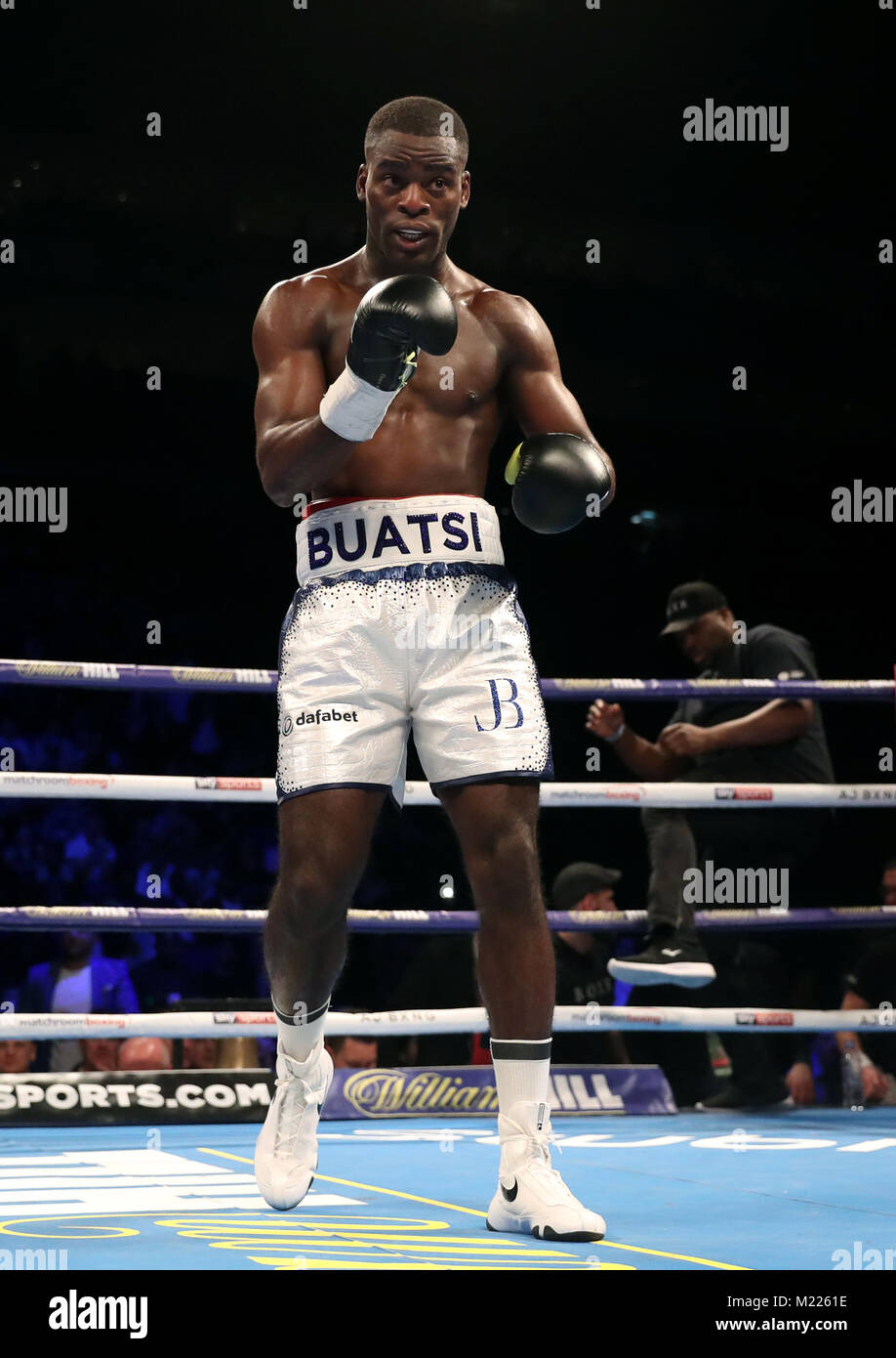 Joshua Buatsi celebrates victory against Jordan Joseph during the Light ...