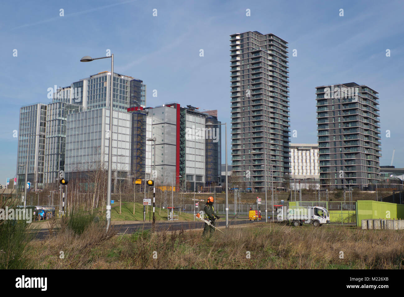 New housing and office development by the Olympic Park in background in ...