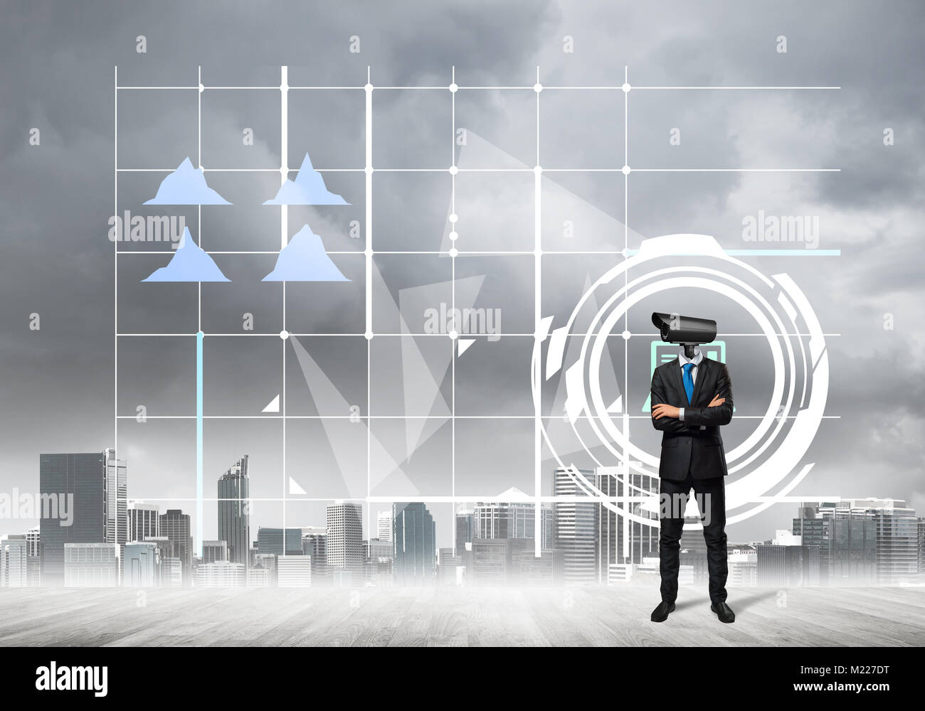 Concept of security and privacy protection with camera headed man Stock ...