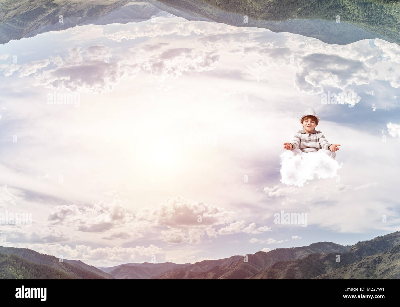 Young boy keeping mind conscious Stock Photo - Alamy