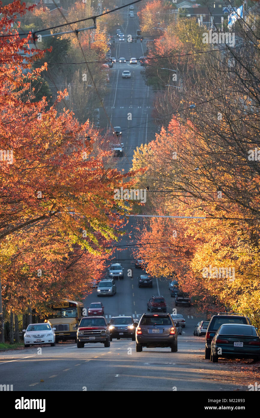 United States, Washington, Seattle, Autumn on Union Street Stock Photo ...