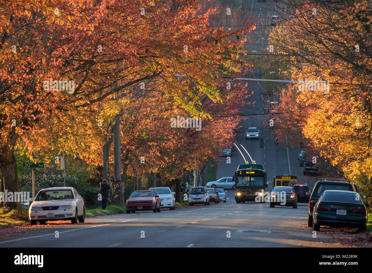 United States, Washington, Seattle, Autumn on Union Street Stock Photo ...